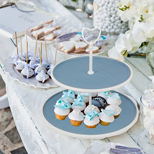 Lucky Will 2 Tier Serving Tray for Ocean Theme Party Cupcake Stand Elegant Platters Tower for Baby Boy Shower Decorations Wedding Seaside Restaurant Holiday Wine Table