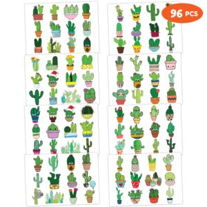 Cactus Temporary Tattoo Birthday Party Decorations Supplies Party Favors 96PCS Tattoos Stickers Cute Kids Girls Boys Gifts Classroom School Prizes Themed