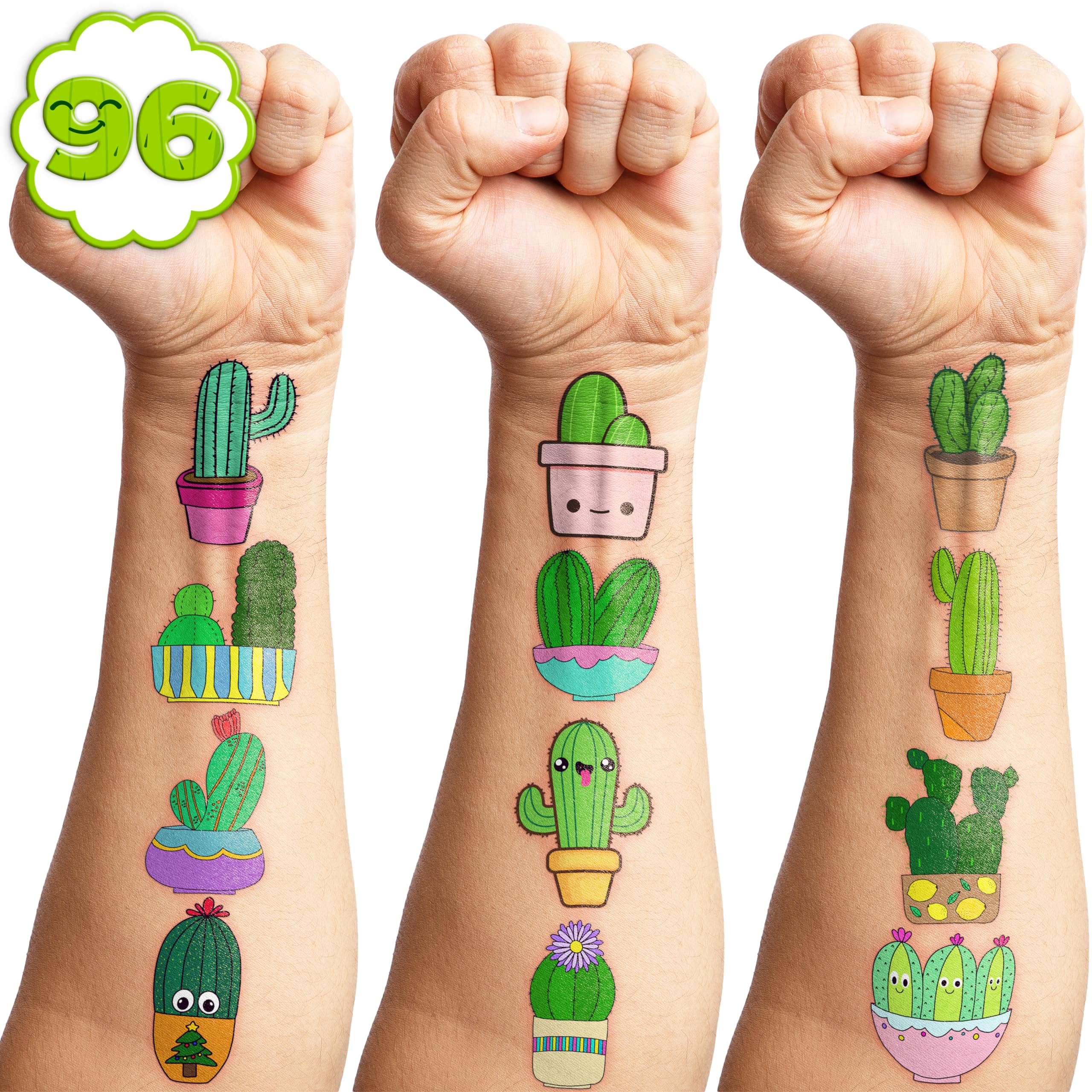 Cactus Temporary Tattoo Birthday Party Decorations Supplies Party Favors 96PCS Tattoos Stickers Cute Kids Girls Boys Gifts Classroom School Prizes Themed