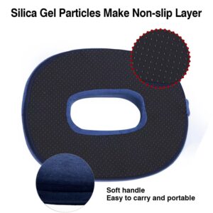 Seat Cushion Memory Foam Cushion - Donut Cushion for Relief of Haemorrhoids and Piles, Coccyx Pain, Suitable for Wheelchair, Car Seat, Office Or Outdoor (Navy Blue)