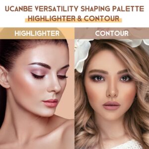 UCANBE Contour Highlighter Powder Makeup Palette - 8 Color Smoothly Illuminating and Sculpting Your V Face,Waterproof Long Lasting Professional Versatile Face Shading Set