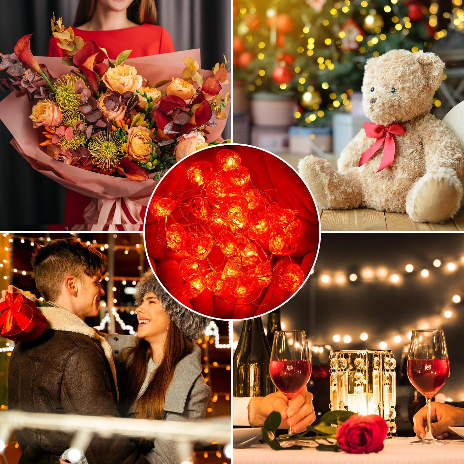 Valentine's Day Red Heart Mini String Lights - 10.5 ft 30 LED Battery Operated Mini Fairy Lights with 8 Modes Timer Remote Waterproof for Outdoor Indoor DIY Bedroom Birthday Wedding Christmas Gift