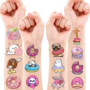 Donut Temporary Tattoos Birthday Party Decorations Supplies Party Favors 96PCS Tattoos Stickers Cute Kids Girls Boys Gifts Classroom School Prizes Themed Christmas