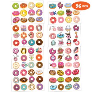 Donut Temporary Tattoos Birthday Party Decorations Supplies Party Favors 96PCS Tattoos Stickers Cute Kids Girls Boys Gifts Classroom School Prizes Themed Christmas