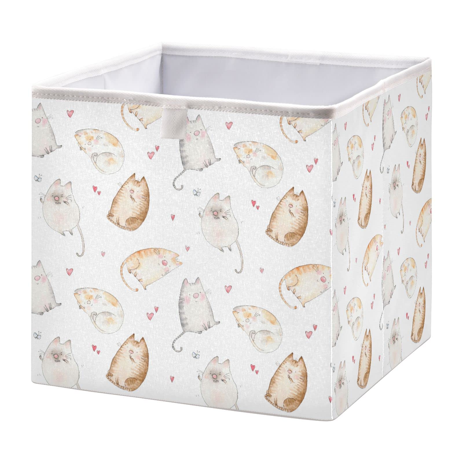 Kigai Cute Funny Cat Rectangular Storage Bins - 16x11x7 In Large Foldable Storage Basket Fabric Storage Baskes Organizer for Toys, Books, Shelves, Closet, Home Decor