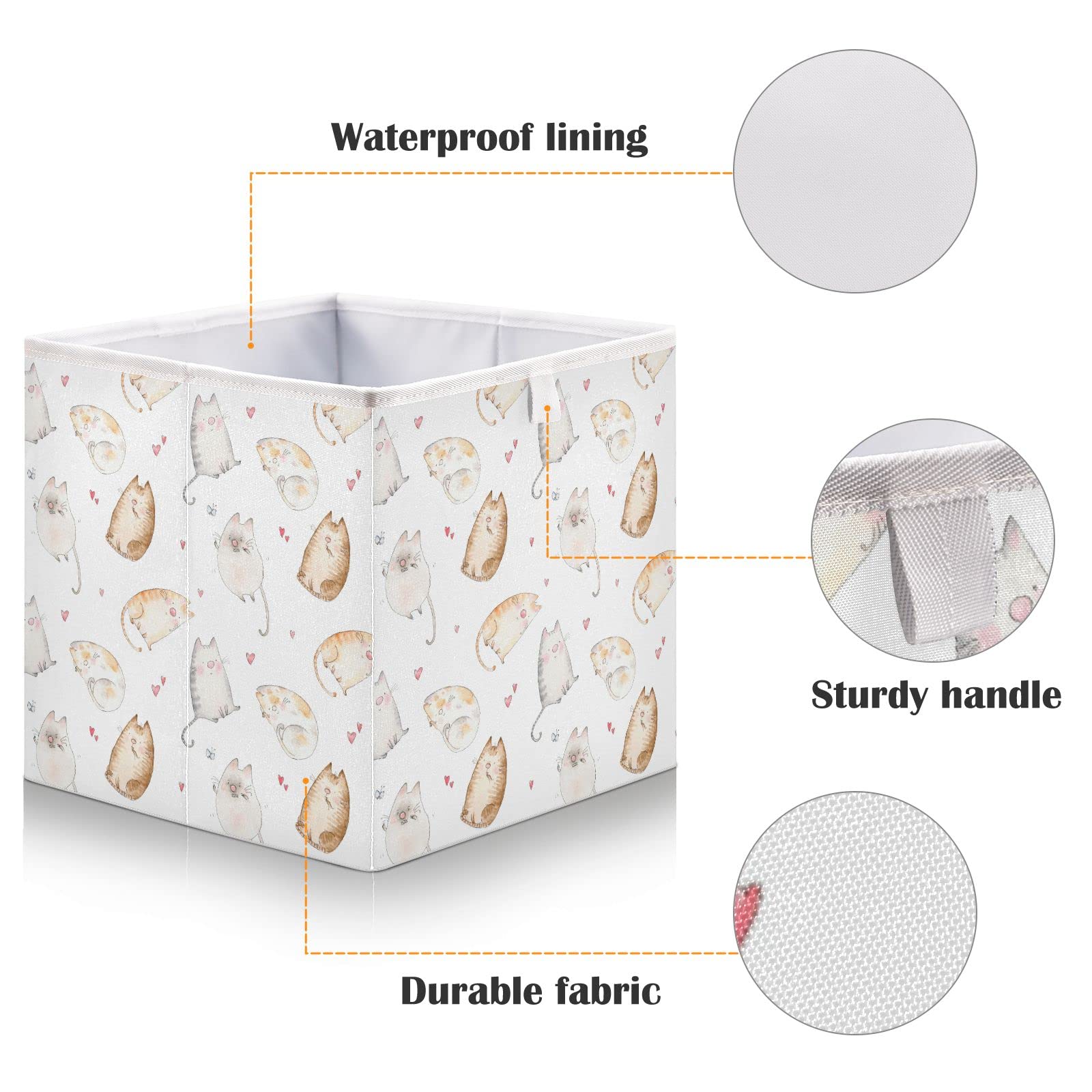 Kigai Cute Funny Cat Rectangular Storage Bins - 16x11x7 In Large Foldable Storage Basket Fabric Storage Baskes Organizer for Toys, Books, Shelves, Closet, Home Decor