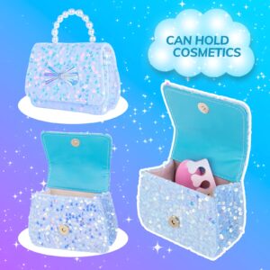 American 18 Inch Doll Clothes and Accessories Makeup Set Fashionable 18 Inch Doll Dress with Sequins Bag Cosmetic Game Set for 18 Inch Doll