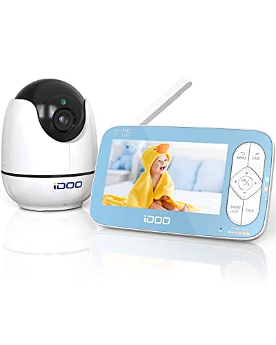 iDOO Baby Monitor, Baby Monitor with Camera and Audio 720P, Baby Monitor no WiFi with Night Vision, 5" HD Display, Remote Pan-Tilt-Zoom, 900 ft Long Range, Two-Way Talk, Room Temperature, Lullabies