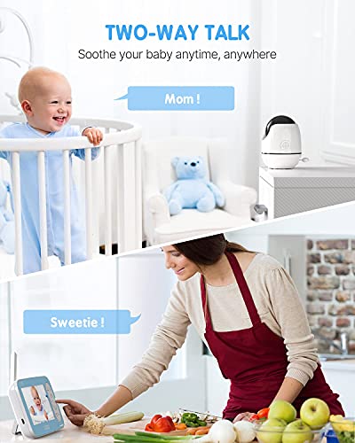 iDOO Baby Monitor, Baby Monitor with Camera and Audio 720P, Baby Monitor no WiFi with Night Vision, 5" HD Display, Remote Pan-Tilt-Zoom, 900 ft Long Range, Two-Way Talk, Room Temperature, Lullabies