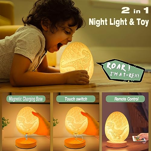 Olee Odee Dragon Egg Night Light for Kids Dinosaur Toys for Kids 3-5 5-7 8-12 for Kids Toddler Toys Bedroom Table Desk Lamp Chirstmas Birthday Boys Girls Gifts