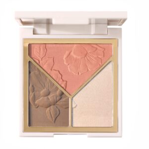 Highlighter Makeup Palettes, Contour Blush Powder, 3 in 1 Palette Matte Shimmer Glow illuminator Powder Face Highlighter, Cool Toned Luminizer Cream for Bronzer, Shape, Silky Brilliant Compact