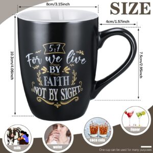 Jinei 4 Pieces Christian Coffee Mugs Religious Inspirational Coffee Mugs Set Stoneware Mugs for Men Women Black Bible Verse Mug Motivational Christmas Christian Encouragement Gifts, 12 oz