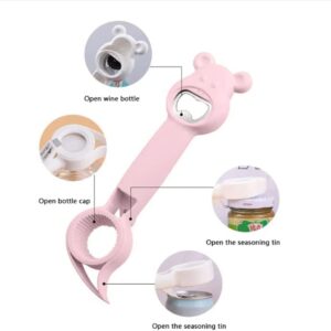 New 4 in 1 Multi Function Can Opener Bottle,Multi Kitchen Tool for Jelly Jars,Wine, Beer and other,Bottle Opener to Protect the Nail Use for Children,Elderly and Arthritis Sufferers (4Pcs)