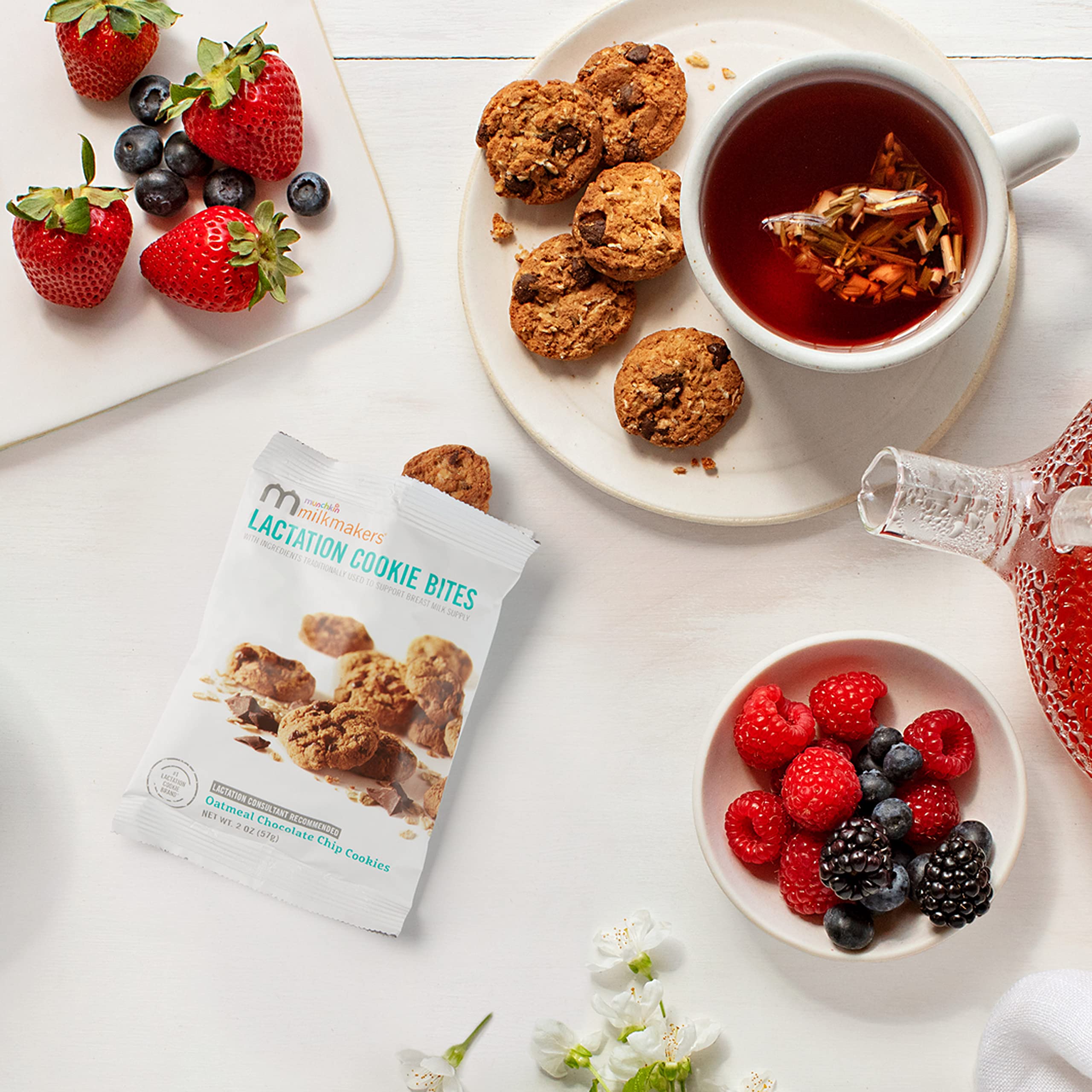 Munchkin® Milkmakers® Oatmeal Chocolate Chip Lactation Cookie Bites and 2-in-1 Supplements - Supports -Breast Milk Supply and Healthy Ducts