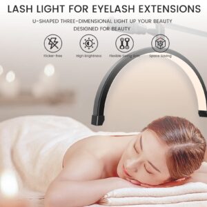 cenoz Lash Light for Eyelash Extensions, Estheticians Light, Half Moon Lash Lamp, Eyelash LED Desk Lamp, Lighting for Beauty, Skincare, Lashes, Eyebrows, Filming, and Content Creation(Black