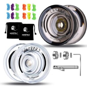 magicyoyo 2 pack of yoyo k2 crystal, responsive yoyo for kids beginner, dual function yoyos with replacement unresponsive yoyo bearing for advanced player+bearing removal tools+12 yoyo strings+2 bags