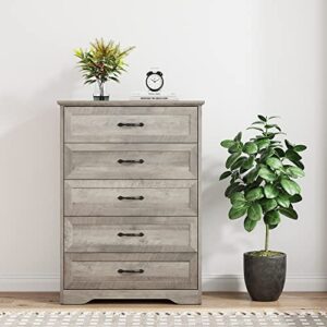 Amyove PHO_0WDE3TP6, 5-Drawer Chest, Grey