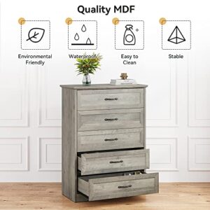 Amyove PHO_0WDE3TP6, 5-Drawer Chest, Grey