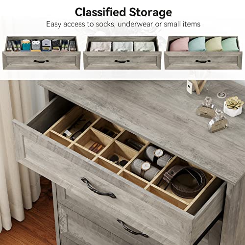 Amyove PHO_0WDE3TP6, 5-Drawer Chest, Grey