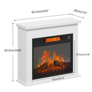 SogesHome Adjustable Electric Fireplace Stove Heater with Mantel, Free-Standing Indoor Space Heater 3D Simulation Flame with Remote Control