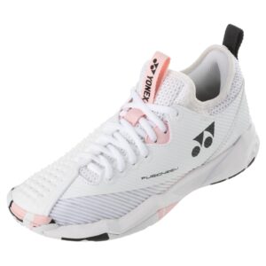 yonex women's power cushion fusion rev 4 tennis shoes (white/pink, us_footwear_size_system, adult, women, numeric, medium, numeric_9)