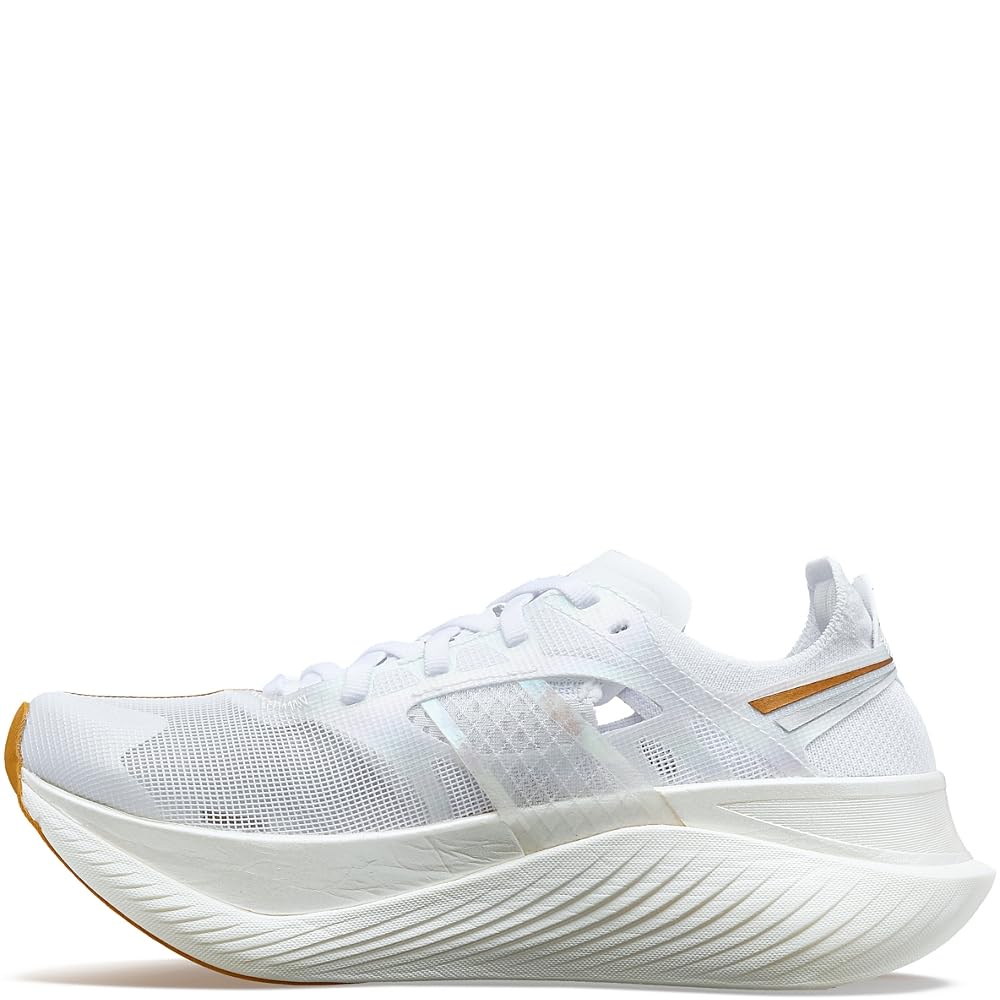 Saucony Women's Endorphin Elite Sneaker, White/Gold, 7.5