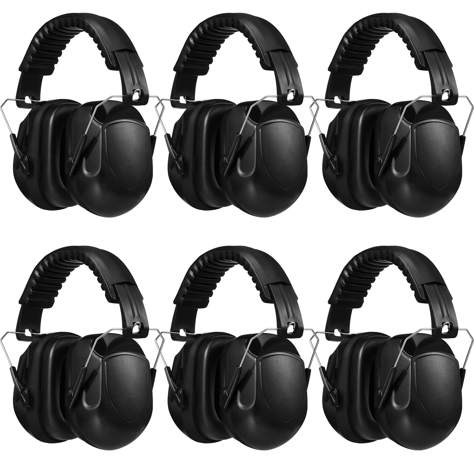 Yunsailing 6 Pcs Nrr 28db Ear Protection Lightweight Foldable Hearing Protection Ear Muffs for Noise Reduction Soundproof (Red, Black, Blue)