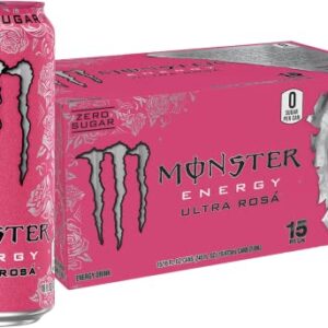 Monster Energy Ultra Rosa, Sugar Free Energy Drink, 16 Ounce (Pack of 15)