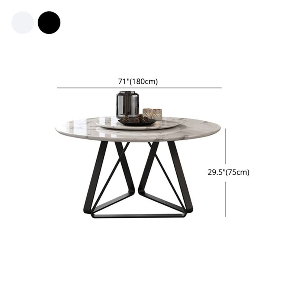 LAKIQ Marble Round Dining Table with Lazy Susan Modern Round Pedestal Dining Table Nordic Kitchen Dining Room Table with 3 Legs for Small Space-Table Only (White Lazy Susan,70.8"L x 70.8"W x 29.5"H)