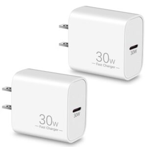 30w usb c charger block for iphone 15/15 pro max/plus/14/13/12/11, google pixel 8/7/6, ipad, macbook air, samsung galaxy s23/s22, 2pack pd 30watt super fast usb-c power adapter walll charging plug