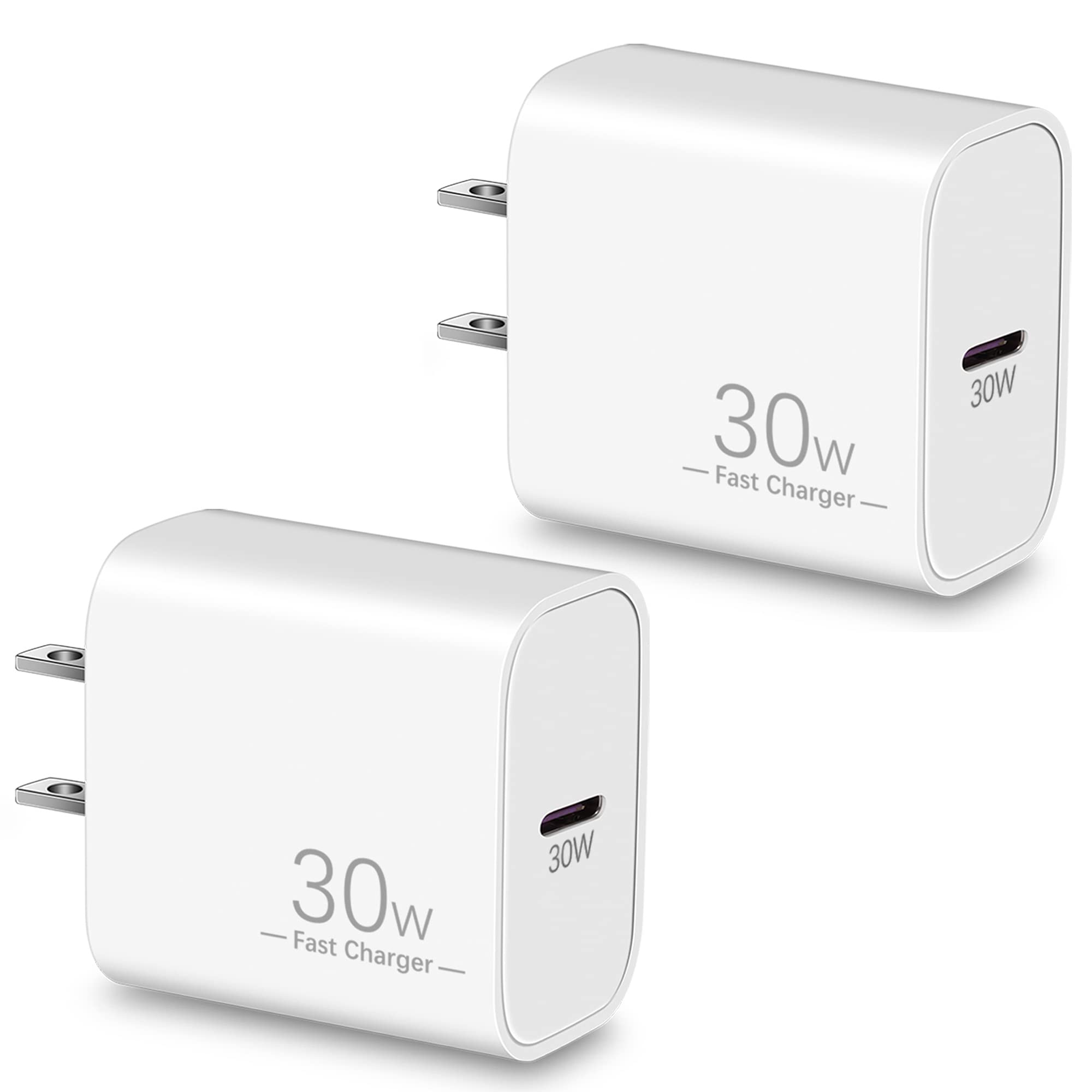 30W USB C Charger Block for iPhone 15/15 Pro Max/Plus/14/13/12/11, Google Pixel 8/7/6, iPad, MacBook Air, Samsung Galaxy S23/S22, 2Pack PD 30Watt Super Fast USB-C Power Adapter Walll Charging Plug