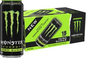 monster energy zero sugar, green, original, low calorie energy drink, 16 fl oz (pack of 15)