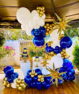 royal blue and gold balloon garland arch kit 156pcs blue gold white starburst balloons for wedding prince baby shower for boy men birthday decorations graduation ceremony supplies