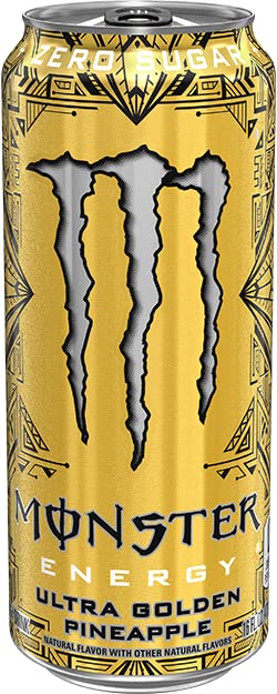 Monster Energy Ultra Golden Pineapple, Sugar Free Energy Drink, 16 Ounce (Pack of 15)