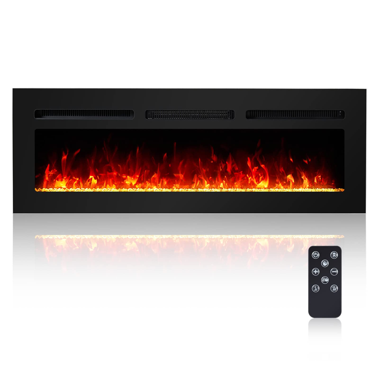 Electric Fireplace,50 inch Wall Mounted Electric Fireplace, Remote Control with Timer,Touch Screen,Adjustable Flame Color and Speed,750W/1500W