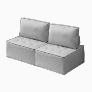 balus modular sectional sofa, 2 seater cozy portable sofa, armless floor sofa, soft fabric sofa bed for bedroom, living room and sturdy room, free combination, 2 pcs light grey