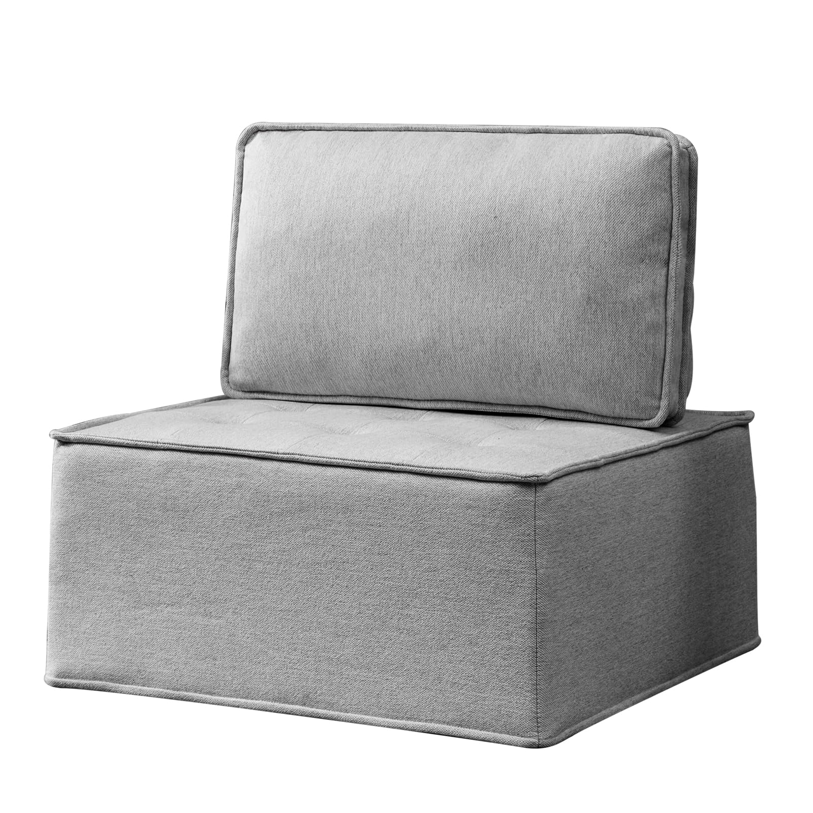 BALUS Modular Sectional Sofa, 2 Seater Cozy Portable Sofa, Armless Floor Sofa, Soft Fabric Sofa Bed for Bedroom, Living Room and Sturdy Room, Free Combination, 2 PCS Light Grey