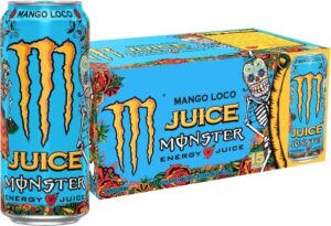 monster energy juice monster mango loco, energy + juice, energy drink, 16 ounce (pack of 15)