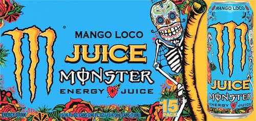 Monster Energy Juice Monster Mango Loco, Energy + Juice, Energy Drink, 16 Ounce (Pack of 15)