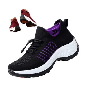 women orthopedic stretch cushion shoes comfy cloud pro breathe mesh sock fashion sneakers antiskid wedge running footwear (9,purple)