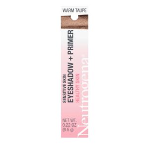 neutrogena sensitive skin eyeshadow + primer, a longwearing, 2-in-1 metallic eyeshadow for sensitive skin with pro-vitamin b5, lightweight cream-to-powder formula, warm taupe, 0.22 oz