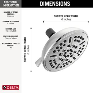 Delta Faucet 8-Spray Chrome Shower Head, Delta Shower Head Chrome, Showerheads, 2.5 GPM Flow Rate, Chrome 75898