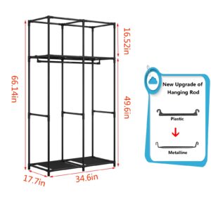 SORCEDAS Portable Wardrobe Closet Storage Organizer Metal Hanging Rack Non-Woven Fabric 34 Inch Black