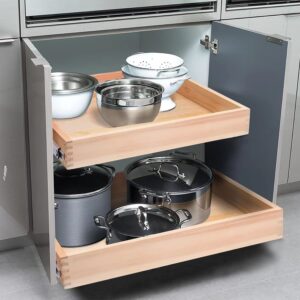 Mulush Pull Out Cabinet Organizer, Soft Close Slide Out Wood Drawer Shelves for Kitchen, 20”W x 21”D, Requires At Least 21.5” Cabinet Opening, Finished