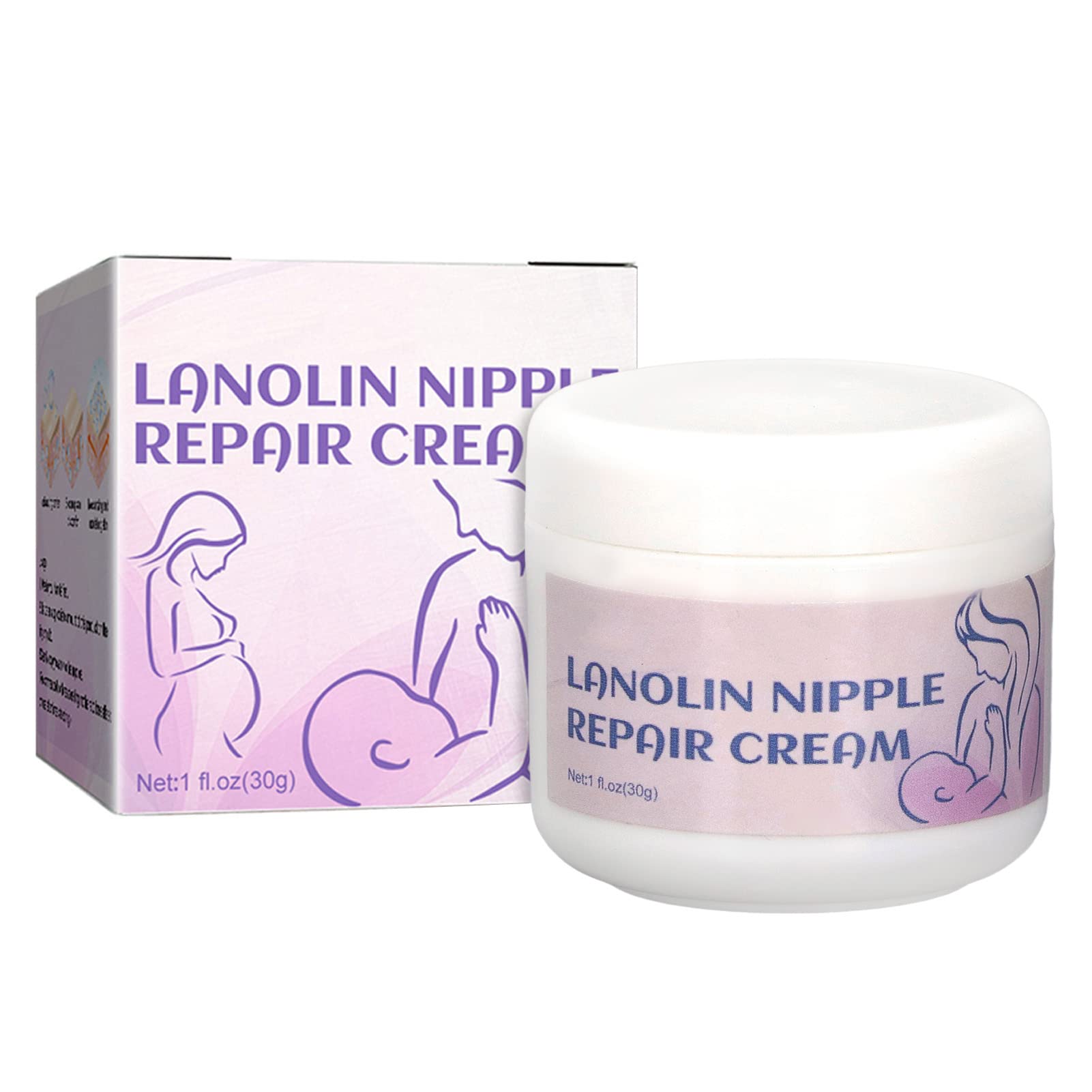 30g Lanolin Nipple, Gentle Baby Nipple Balm Moisturizing Prevent Nipple Repair Cream for Nursing Mom