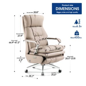 EMIAH Ergonomic Executive Office Chair Big and Tall Reclining Office Chair with Footrest and Lumbar Support Computer Rolling Desk Chair Electric High Back Comfortable Chair for Heavy People