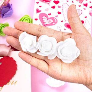 cnomg 200pcs Mini Artificial Rose Artificial Fake Rose Head Foam Artificial Rose for DIY Crafts Wedding Party Valentine's Day Festival Home Decoration(200, White)