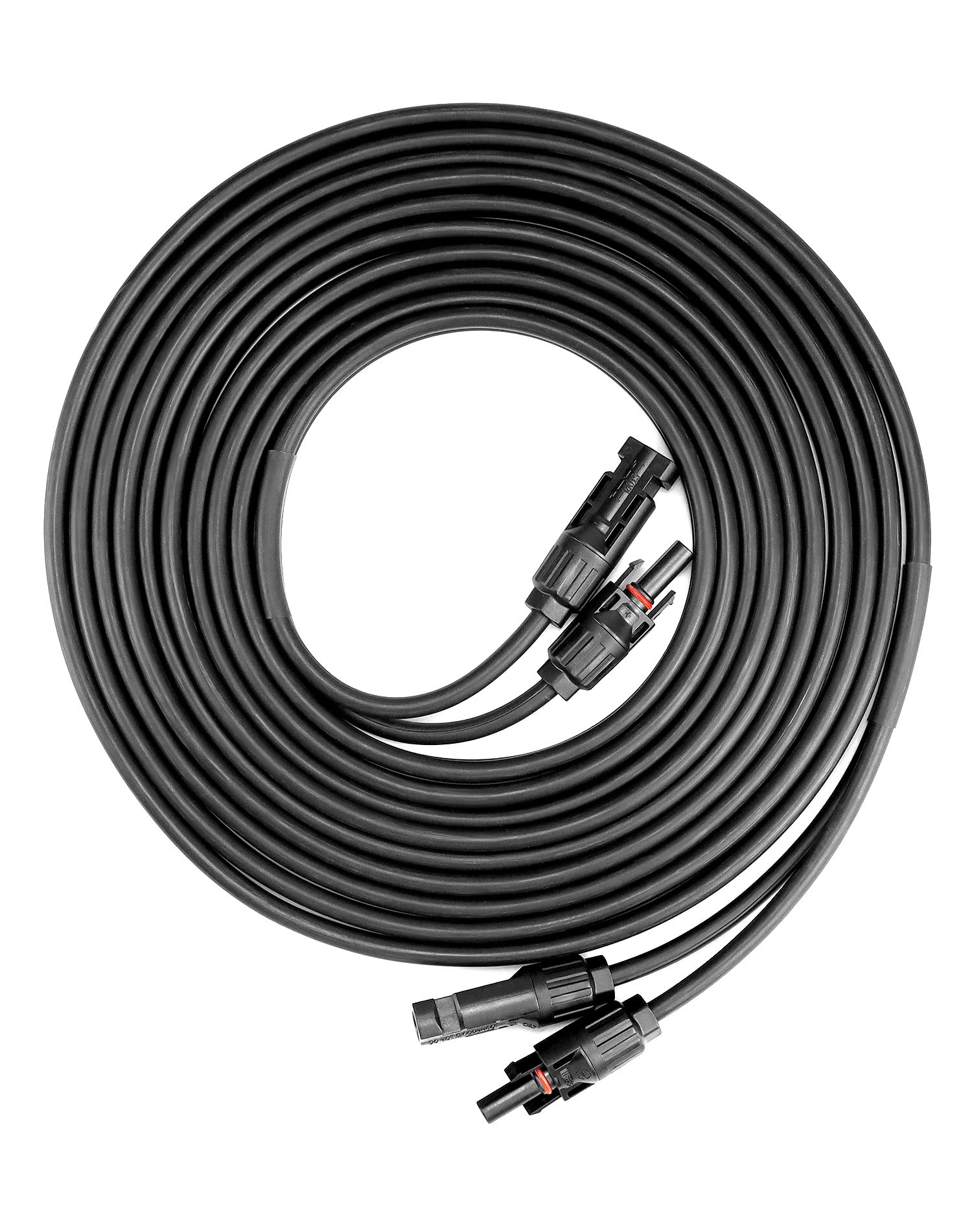 QWORK Solar Cable: 20-ft 2x10 AWG Twin Wire Solar Extension Cable, Copper Strand, Complete with Female and Male Connectors - Ideal for Homes, Shops, and RV Solar Panels