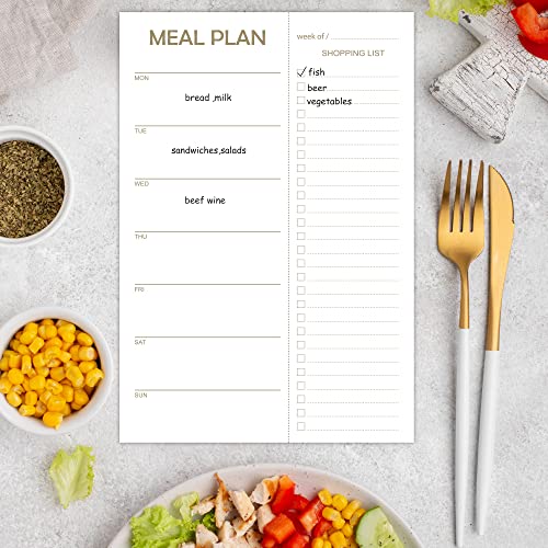 Meal Planner Magnetic for Refrigerator, 7 X 10” Weekly Meal Planning Notepad and Grocery List , Menu Magnet Fridge , 52 Tear Off Sheets