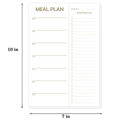 Meal Planner Magnetic for Refrigerator, 7 X 10” Weekly Meal Planning Notepad and Grocery List , Menu Magnet Fridge , 52 Tear Off Sheets